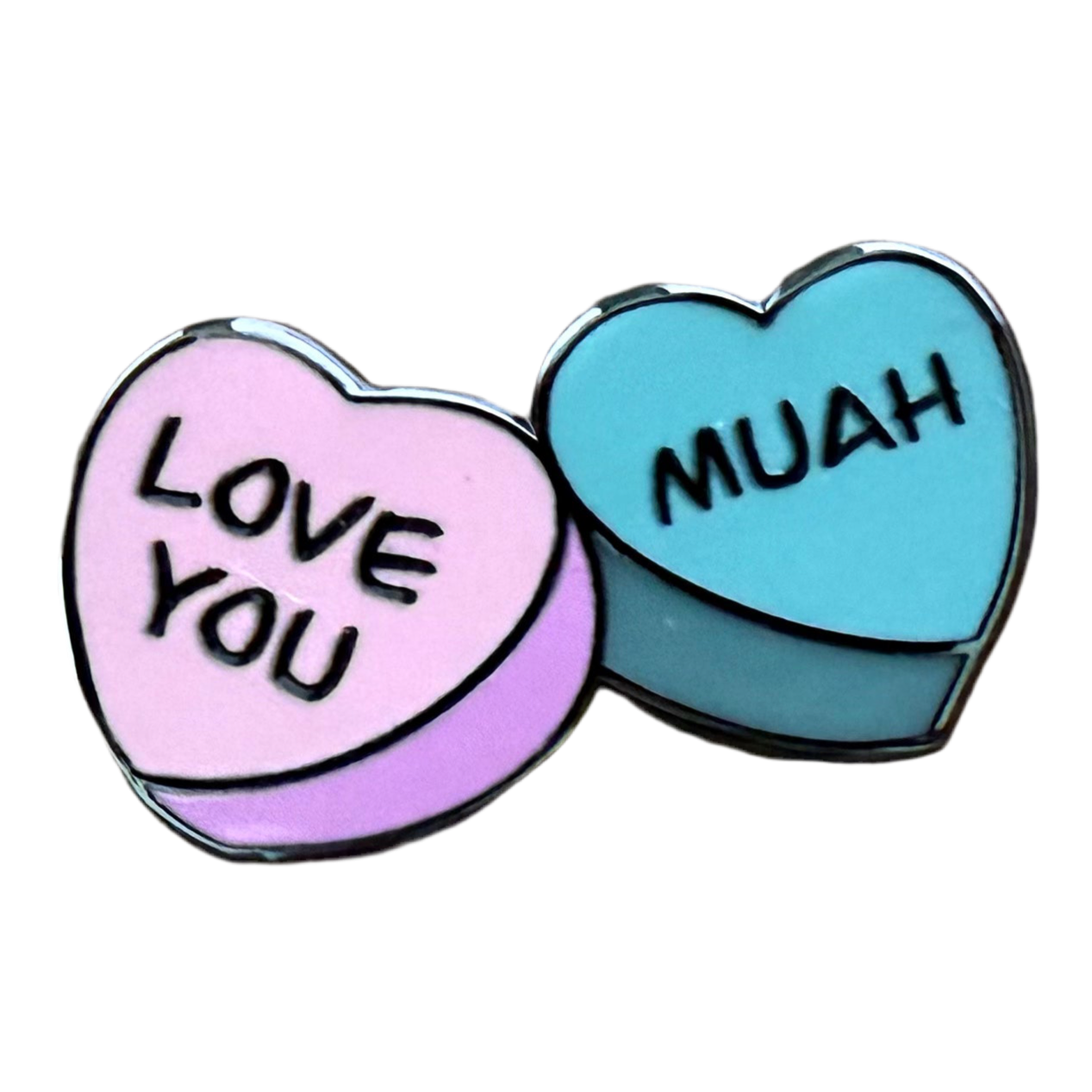 Muah Conversation Hearts Pin – ShirtShow